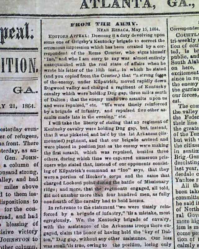 A Memphis Confederate newspaper printed in Atlanta... - RareNewspapers.com