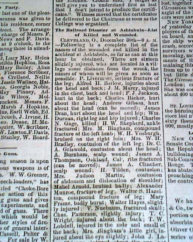 1876 Ashtabula, Ohio train wreck disaster... - RareNewspapers.com