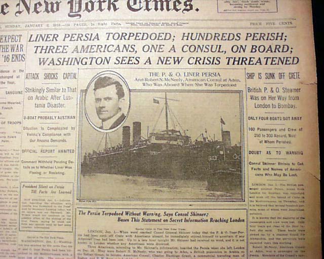 SS Persia sunk by German U-Boat... - RareNewspapers.com
