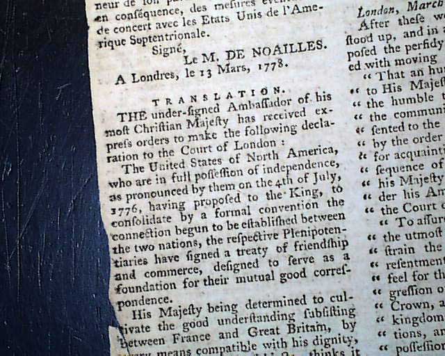 France recognizes the Declaration of Independence... Battle of ...