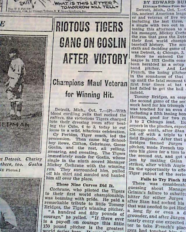 1935 World Series.... Tigers vs. Cubs..... - RareNewspapers.com