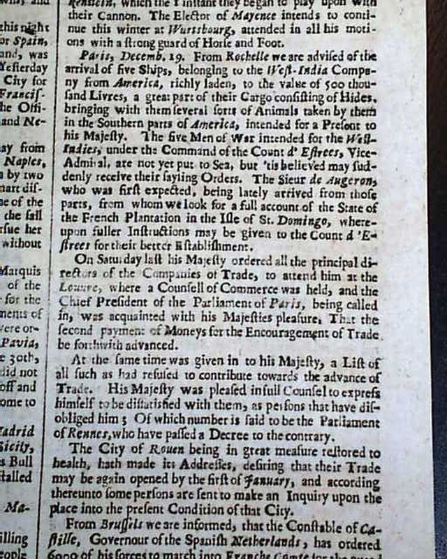 Two mentions of America in a 1668 newspaper... - RareNewspapers.com