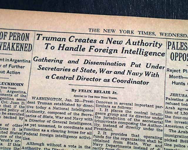 Central Intelligence Agency (CIA) is established... - RareNewspapers.com