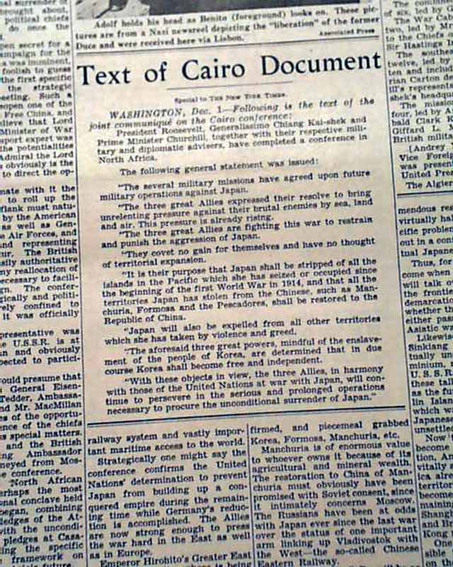 1943 Cairo Conference... - RareNewspapers.com