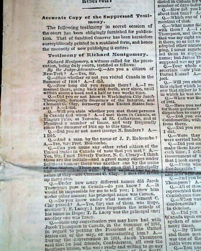 Trial of Lincoln's conspirators.... - RareNewspapers.com