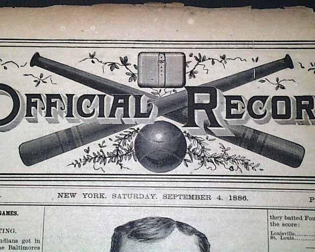 Very rare baseball newspaper from 1886... - RareNewspapers.com