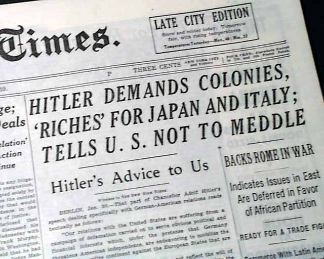 Adolph Hitler calls for Jewish extermination...... - RareNewspapers.com