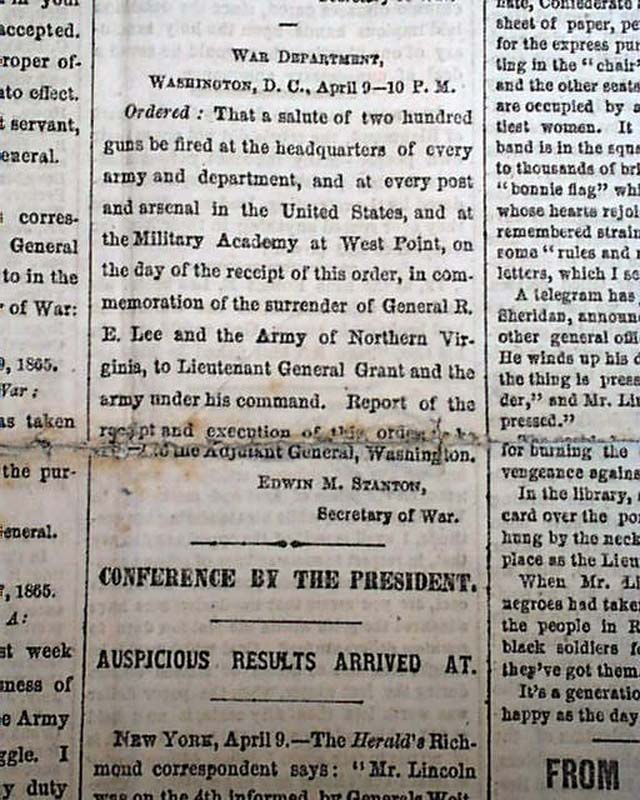 One of the very best reporting Lee's surrender at Appomattox ...