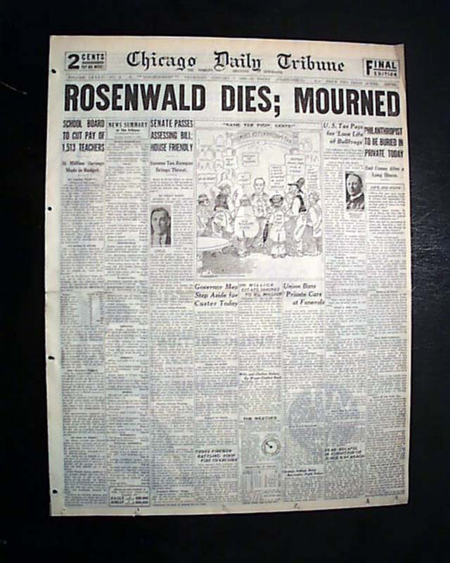 1932 Julius Rosenwald death... Sears owner... - RareNewspapers.com