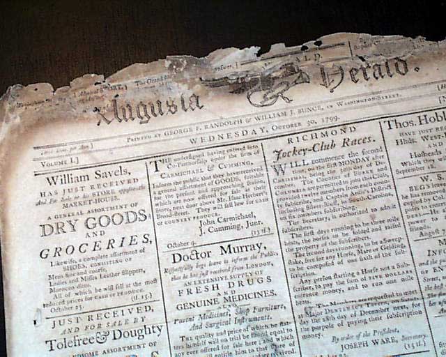 A 1799 newspaper from Georgia... - RareNewspapers.com