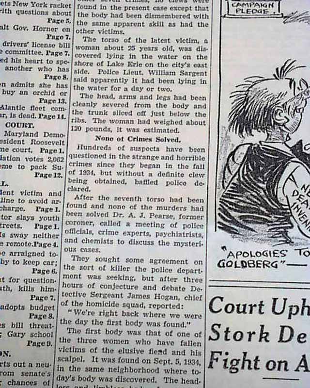 1937 Cleveland Torso Murderer strikes again.... - RareNewspapers.com