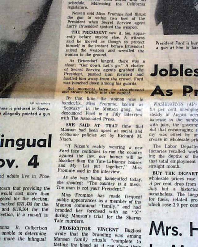 "Squeaky" Fromme assassination attempt of Ford.... - RareNewspapers.com