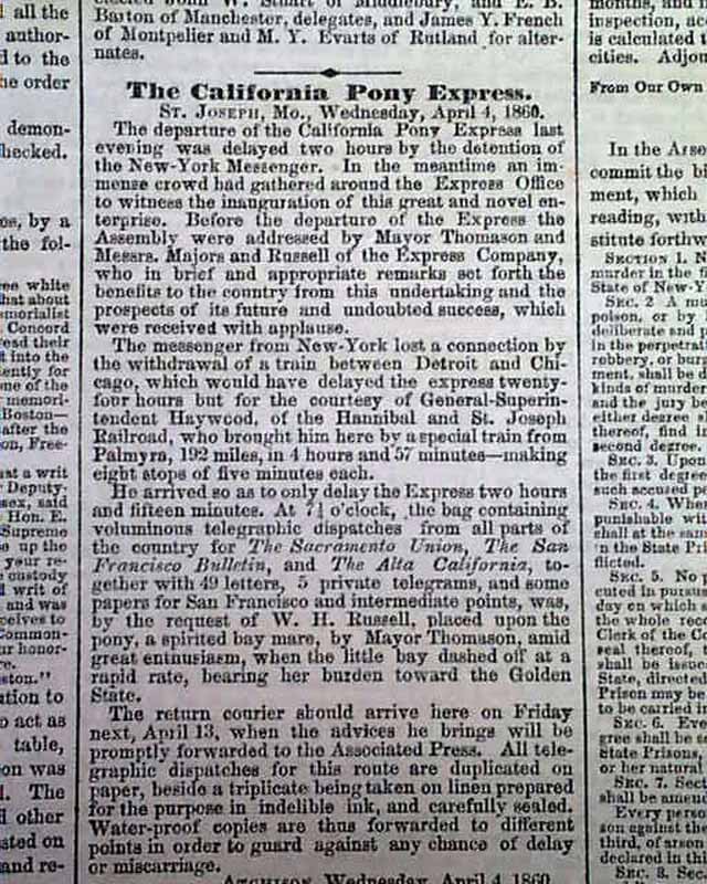 The Pony Express begins... - RareNewspapers.com