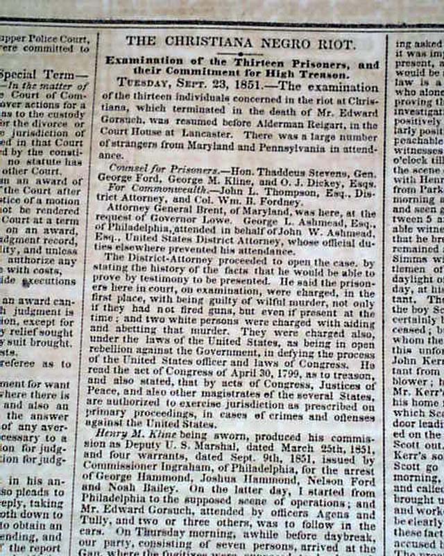 Great testimony on the Christiana Riot... - RareNewspapers.com