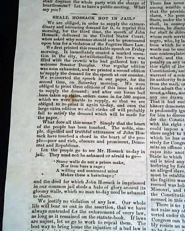 Much on the abolitionist John Hossack... - RareNewspapers.com