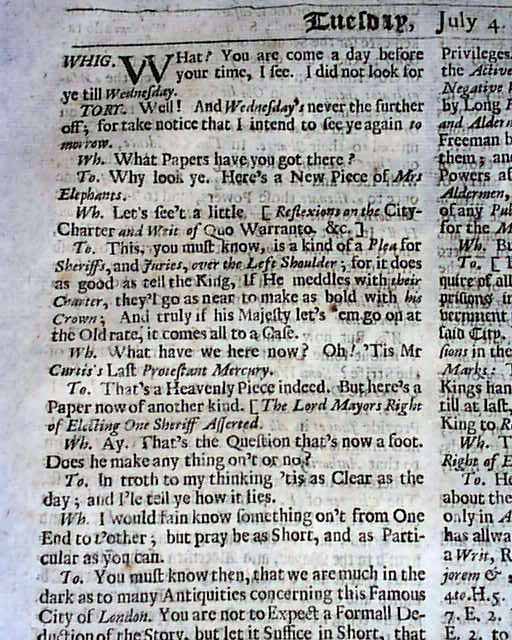 Very Early Rare 1682 OBSERVATOR Newspaper 322 Years Old ...