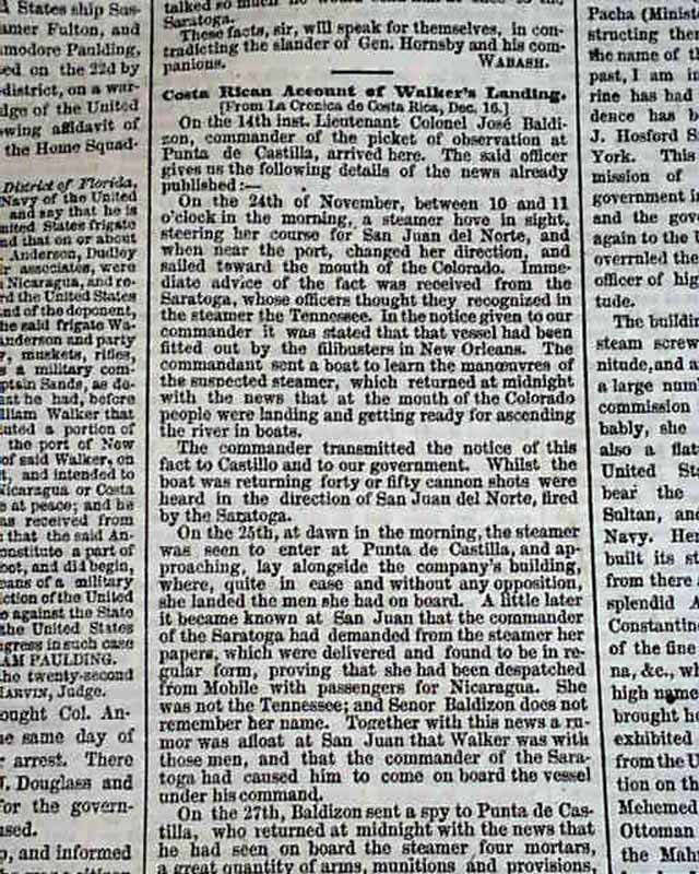 William Walker Nicaragua expedition... - RareNewspapers.com