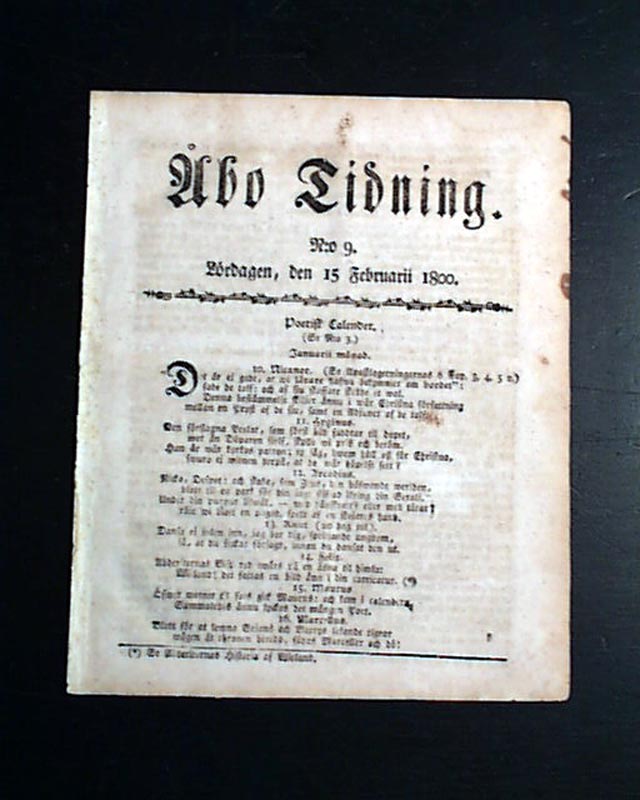 Early Swedish newspaper.... - RareNewspapers.com