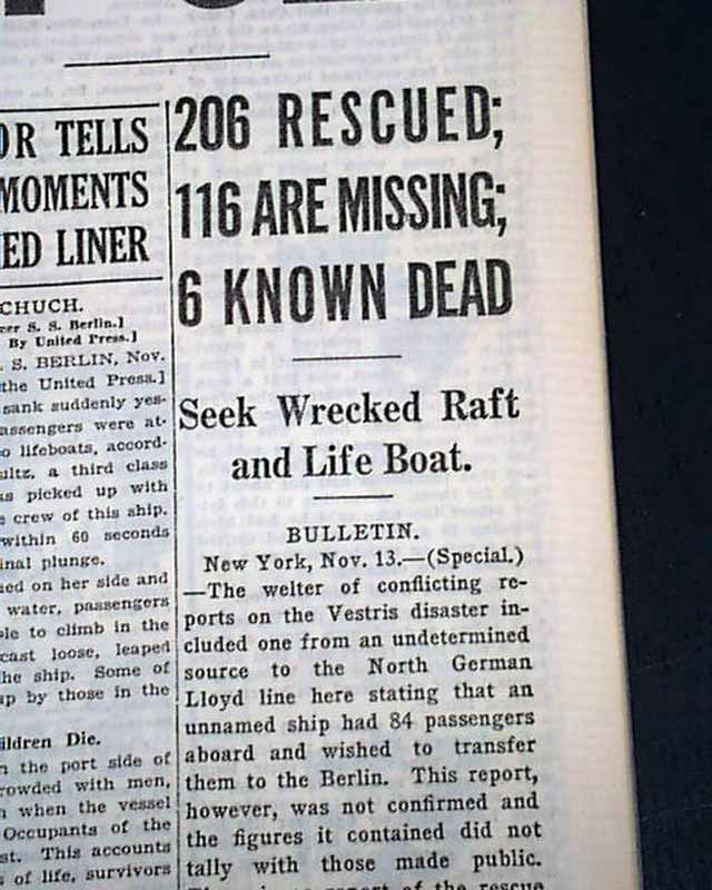 S.S. Vestris sinks in 1928... - RareNewspapers.com