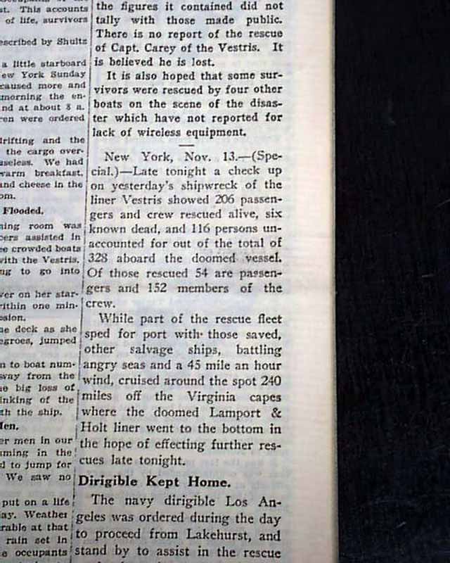 S.S. Vestris sinks in 1928... - RareNewspapers.com