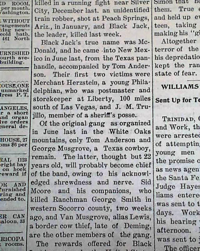 On the outlaw "Black Jack" Christian, leader of the High Fives Gang ...