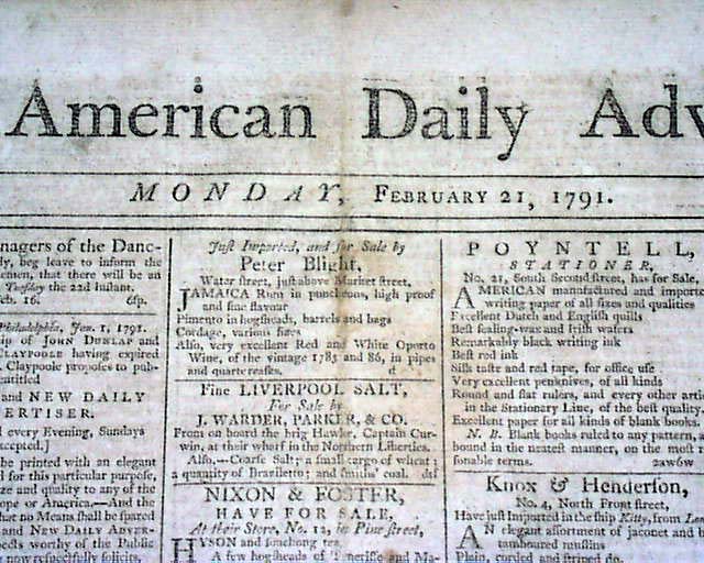 1791 Vermont Becomes A State... - RareNewspapers.com