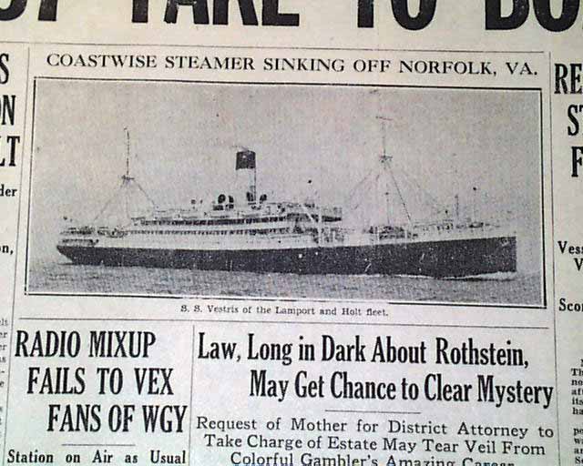 S.S. Vestris Sinks In 1928... - RareNewspapers.com