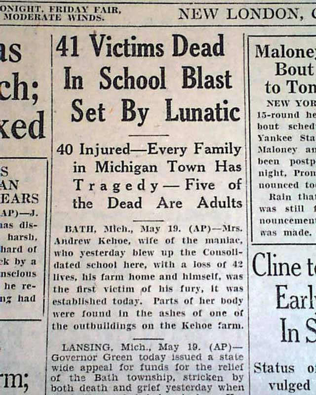 Bath School disaster of 1927... - RareNewspapers.com