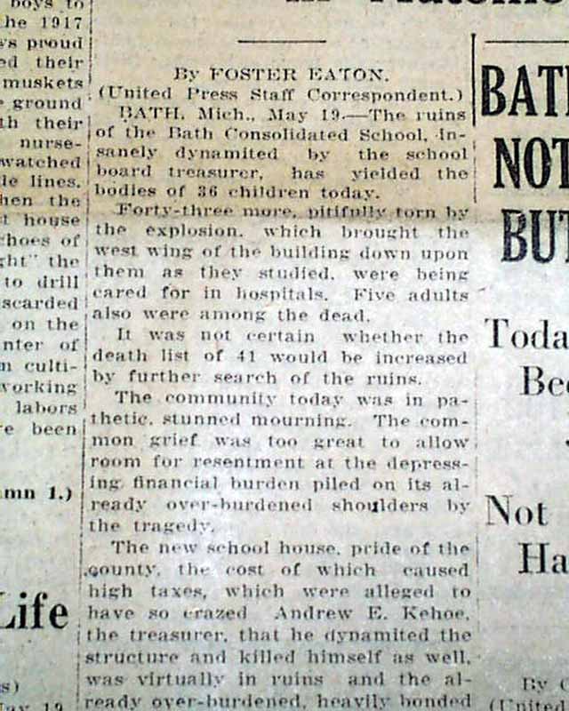 Bath School disaster of 1927... - RareNewspapers.com
