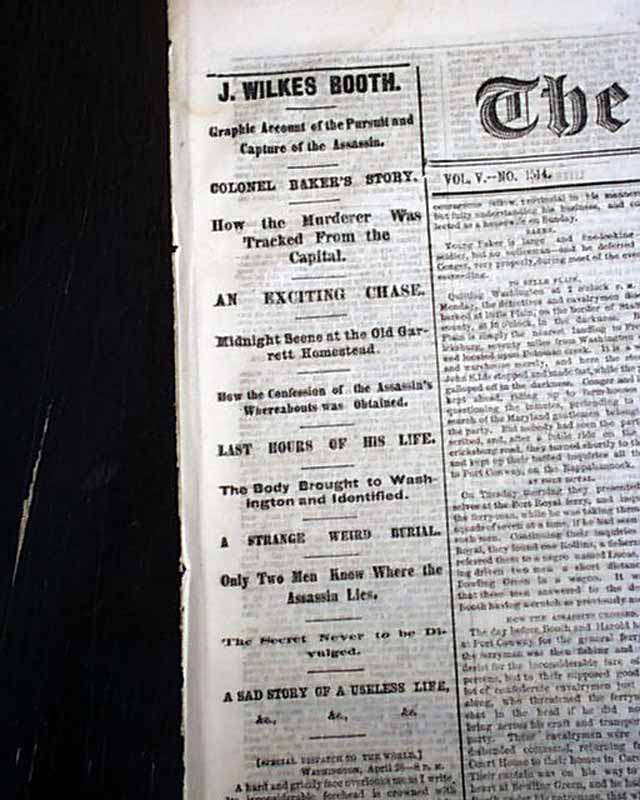 Much detail on how John Wilkes Booth was captured and killed ...