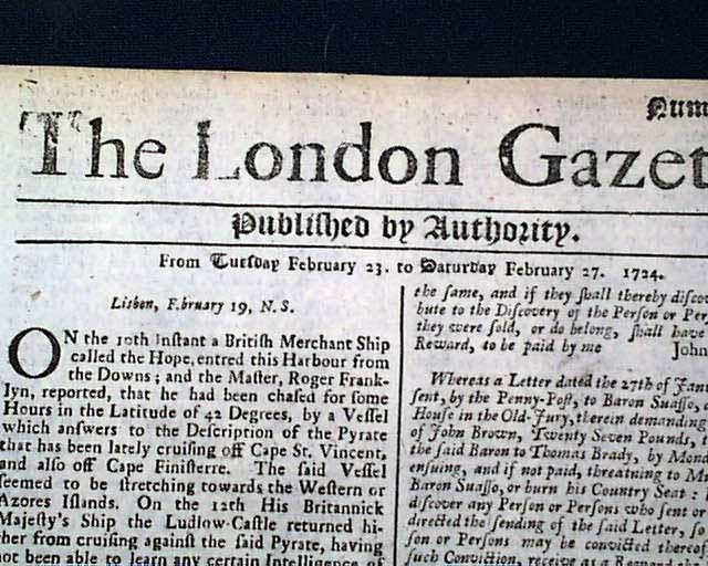 World's Oldest NEWSPAPER 1724 Gazette 280 YEARS OLD... - RareNewspapers.com