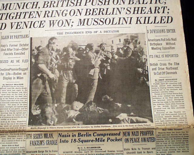 The death of Benito Mussolini... - RareNewspapers.com