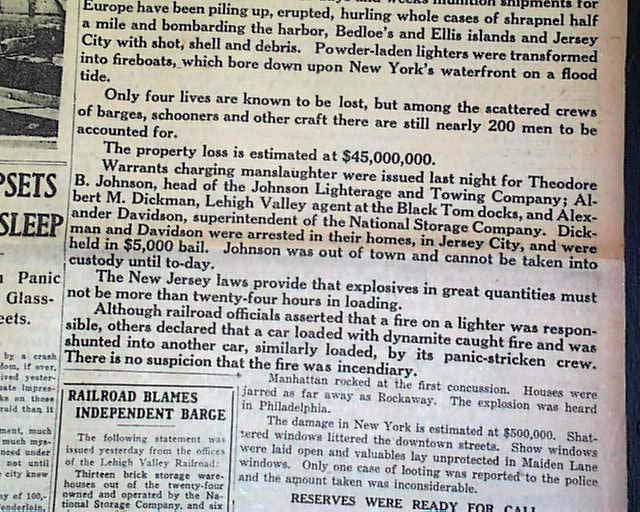 1917 Black Tom Island explosion.... - RareNewspapers.com