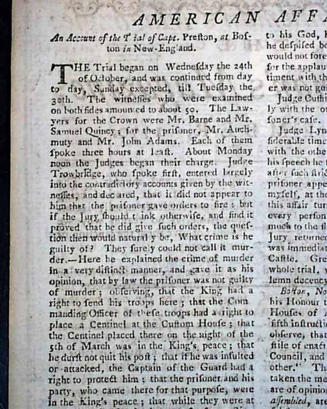 Trial on the Boston Massacre... - RareNewspapers.com