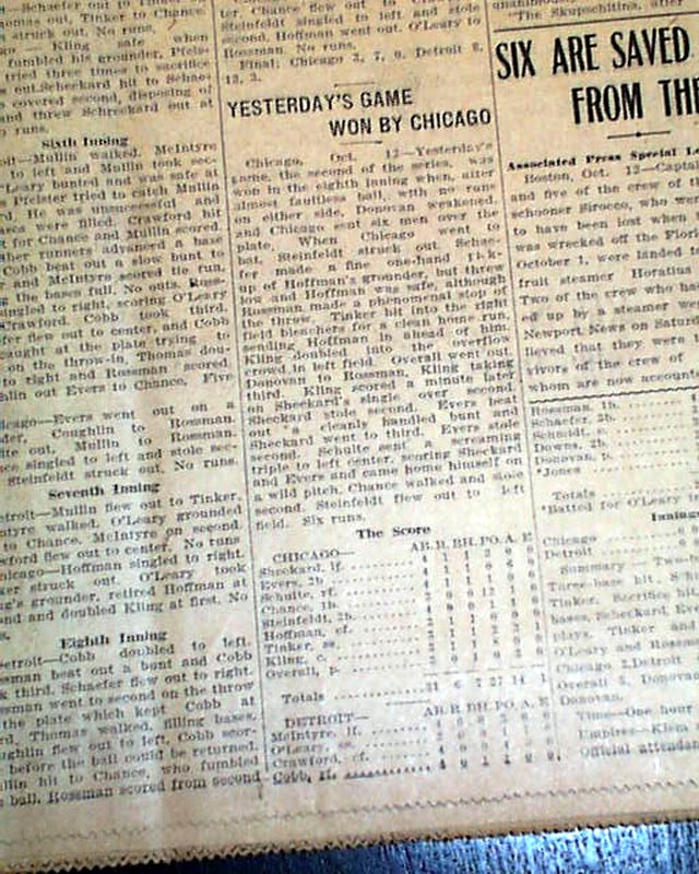 The 1908 World Series: last Cubs victory until 2016... - RareNewspapers.com