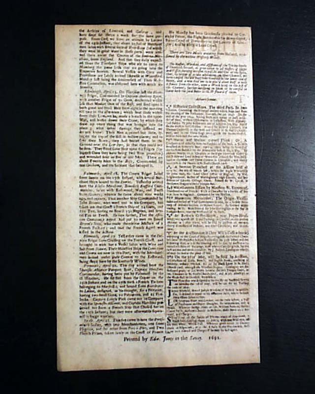 Genuine London Gazette newspaper from 1690... - RareNewspapers.com