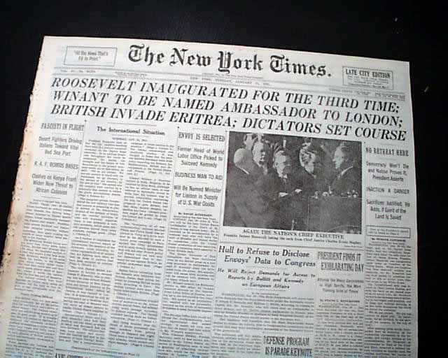 Franklin Roosevelt's third inauguration... - RareNewspapers.com