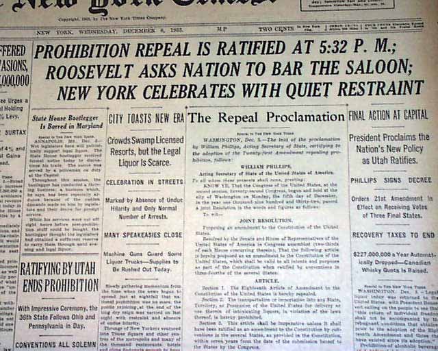Prohibition Repealed... - RareNewspapers.com