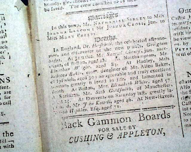 Death of Dr. Herschel... discovered the planet Uranus... - RareNewspapers.com