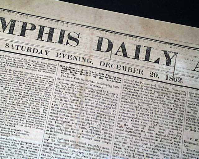 "Memphis" newspaper printed in Atlanta during the Civil War ...