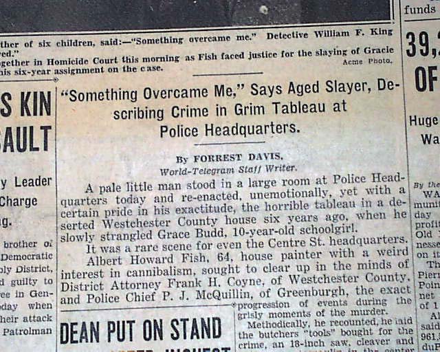 Serial killer & rapist Albert Fish captured... - RareNewspapers.com