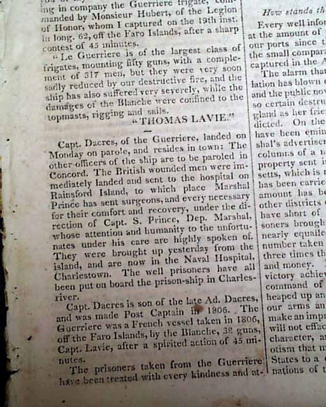 Constitution & Guerriere...General Hull surrenders... - RareNewspapers.com