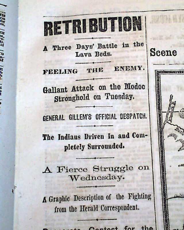 Major battle in the Modoc Indian War w/ map... - RareNewspapers.com