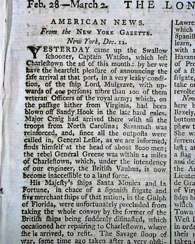 A full page of American news on the closing events of the Revolutionary ...