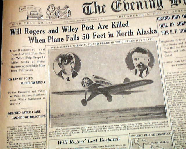 Death of Will Rogers and Wiley Post... - RareNewspapers.com