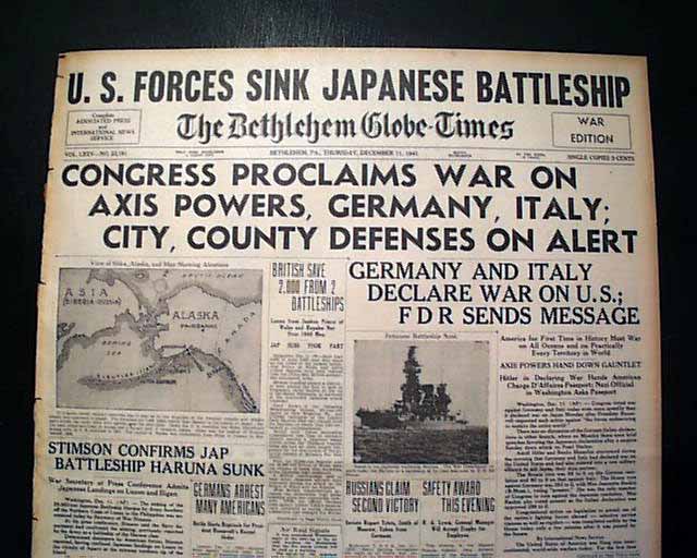 U.S. declares war on Germany... - RareNewspapers.com