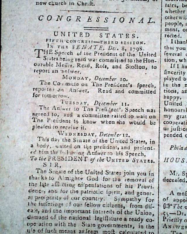 John Adams' reply to the Senate on his state-of-the-union address ...