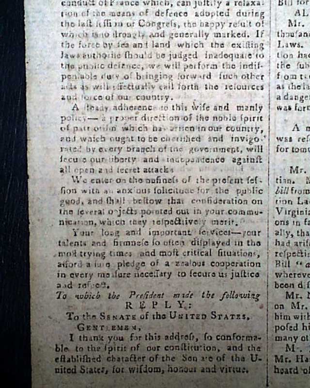 John Adams' reply to the Senate on his state-of-the-union address ...