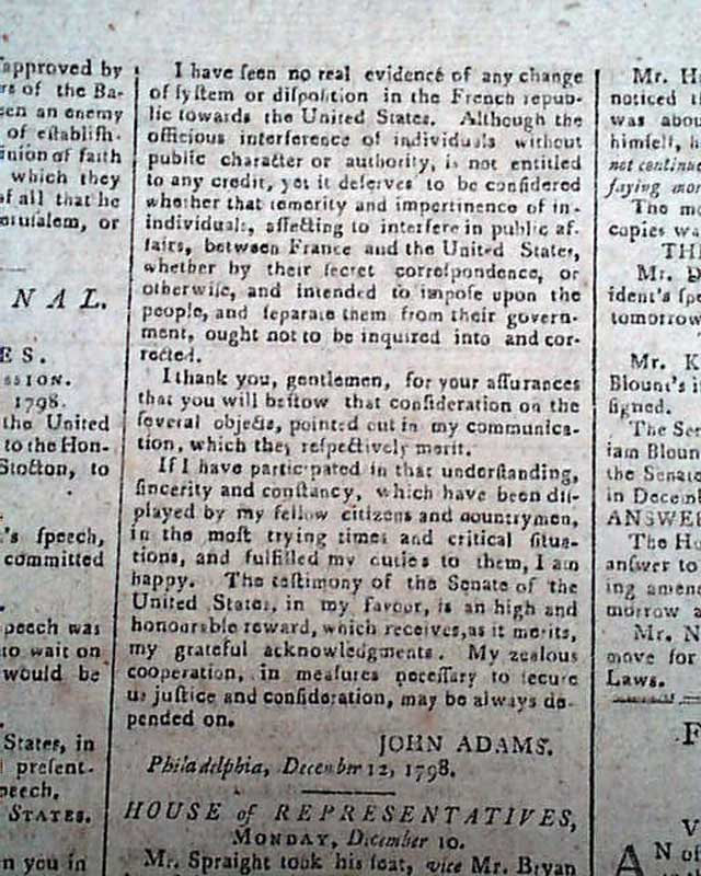 John Adams' reply to the Senate on his state-of-the-union address ...