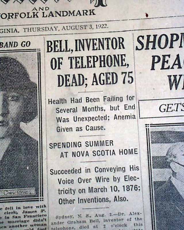 Alexander Graham Bell has died... - RareNewspapers.com